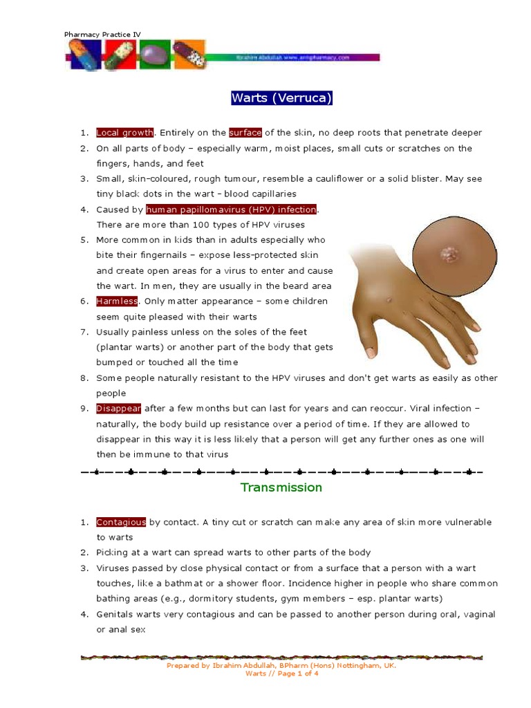 Warts (Verruca) : Local Growth Surface | PDF | Medical Specialties ...
