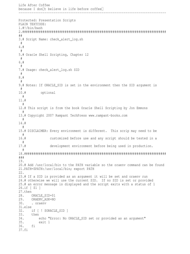 Script Examples | Oracle Database | Computer Programming