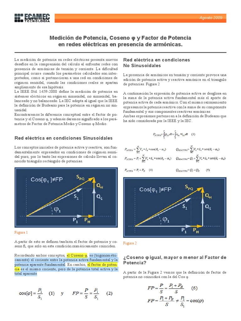 FP y Cos fi Ecamec | Energia electrica | Física y matemáticas