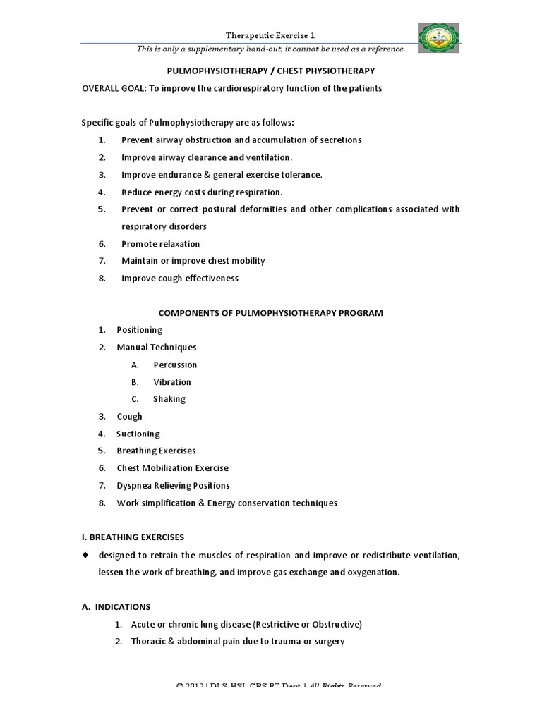 Pulmo Exercise Supplementary Handout 2012 | PDF | Respiratory Tract ...