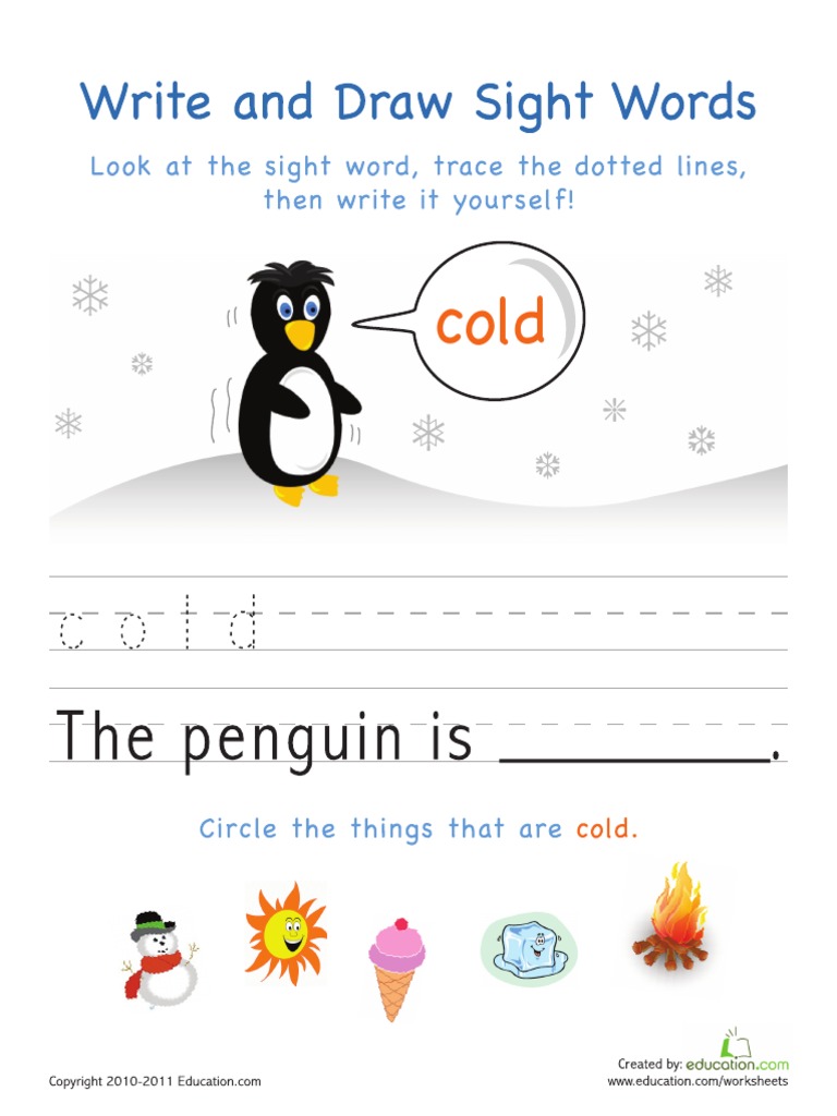 Write Draw Sight Words Cold | PDF