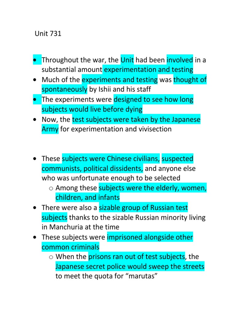 Unit 731 Presentation Script | PDF | Medical Specialties | Medicine