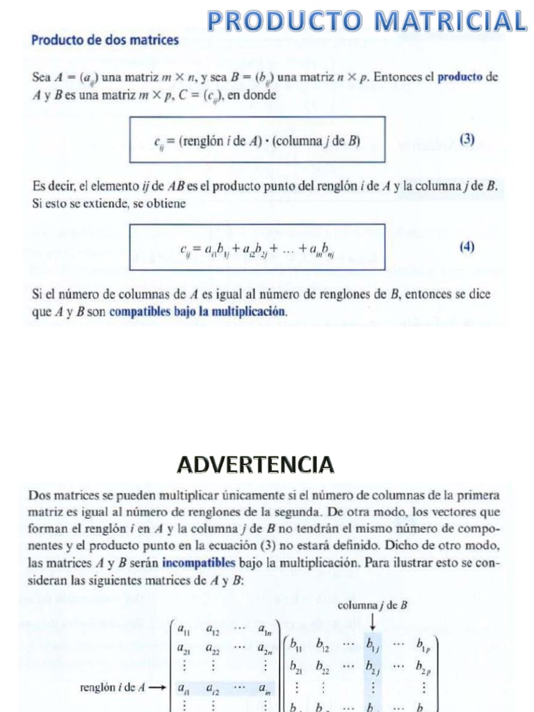 Producto de Matrices | PDF | Matriz (Matemáticas) | Funciones y mapeos