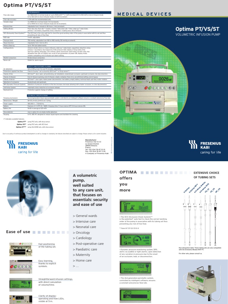 Optima PT/VS/ST: Medical Devices | PDF | Battery (Electricity ...