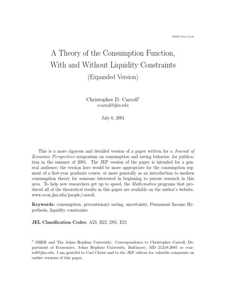 A Theory of Consumption Function | PDF | Utility | Economic Theories