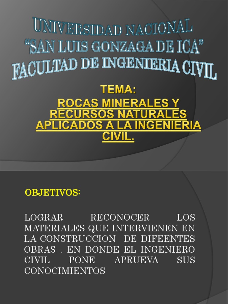 Rocas Usadas en La Ing. Civil | PDF | Minerales | Roca ígnea