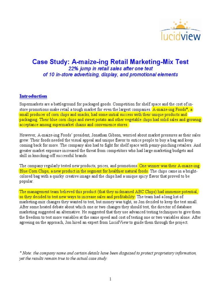 Retail Marketing Mix Case Study (LucidView) | PDF | Supermarket | Retail