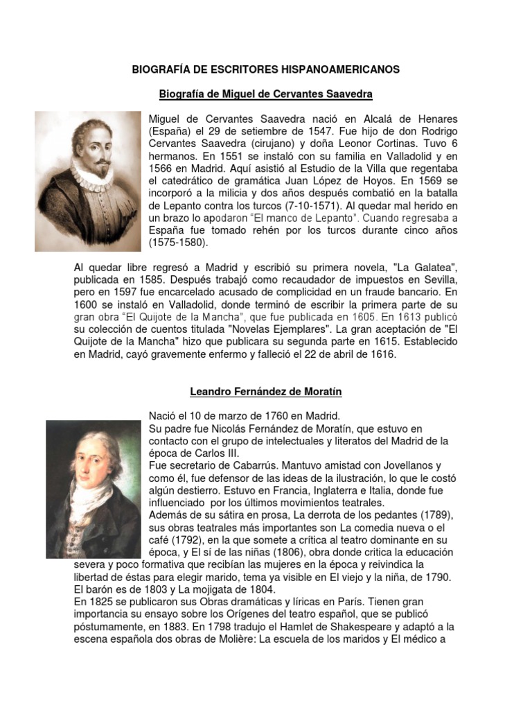Biografías de Escritores Hispanoamericanos | PDF | Historia