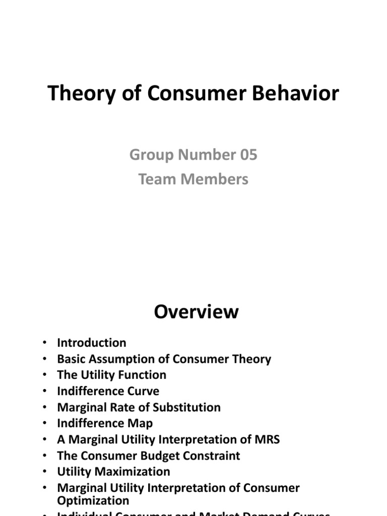 Theory of Consumer Behaviour | PDF | Economic Theories | Microeconomics