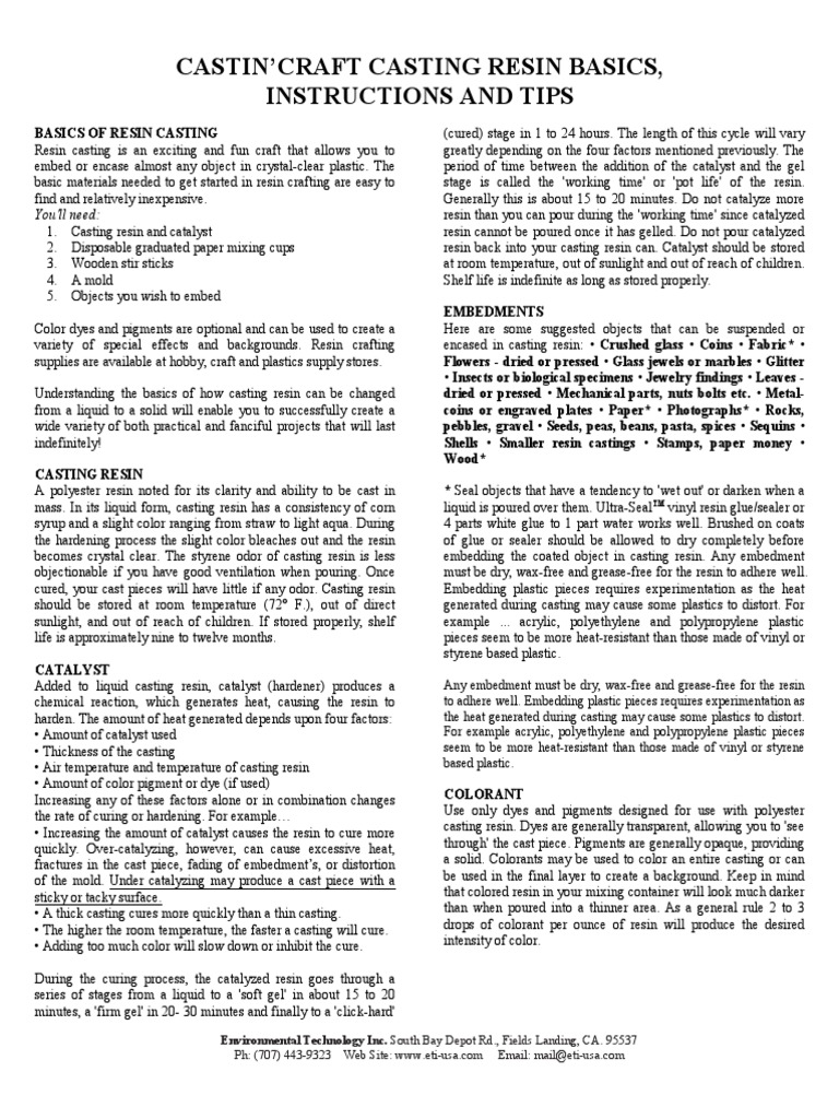 Casting Resin Instructions | PDF | Casting | Casting (Metalworking)