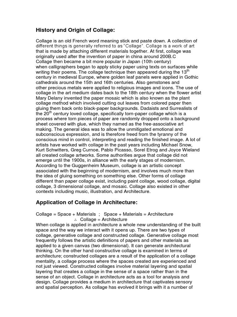 History and Evolution of Collage Art | PDF | Collage | Space