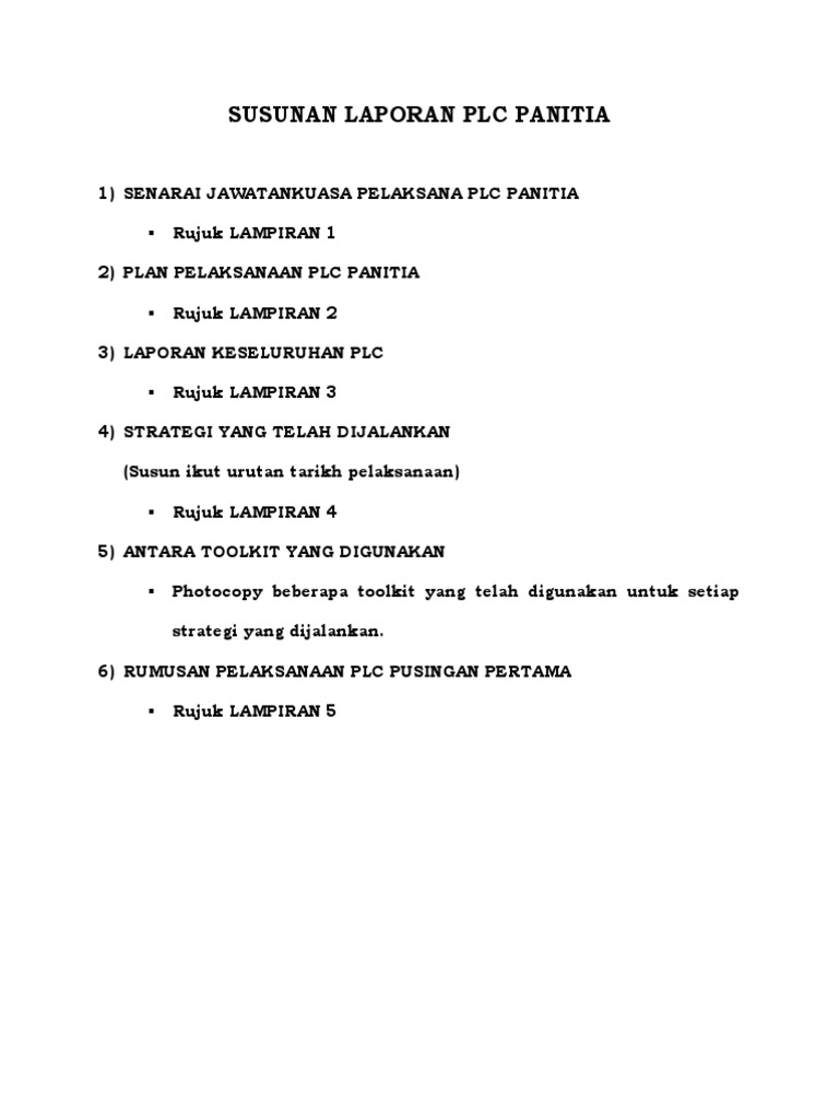Susunan Laporan PLC Panitia | PDF