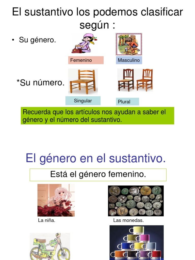 Clasificación de Sustantivos: Género y Número | PDF | Sustantivo ...