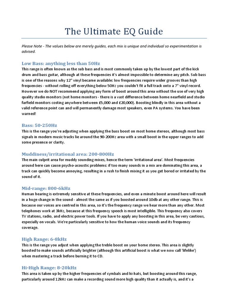 The Ultimate EQ Guide | PDF | Equalization (Audio) | Drum Kit