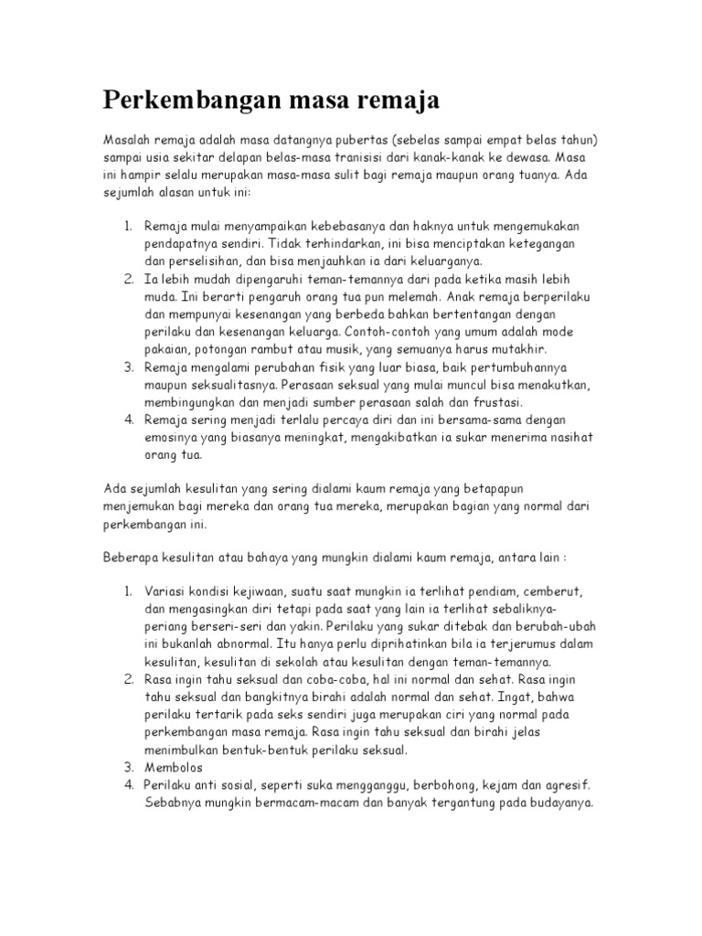 Perkembangan Masa Remaja | PDF