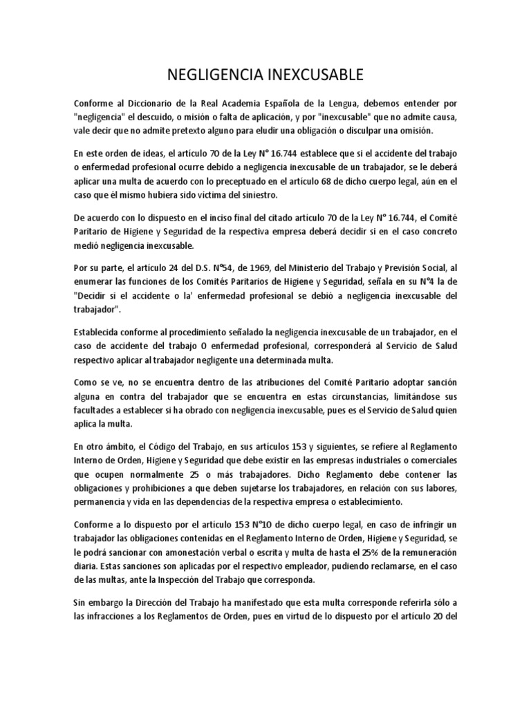 Negligencia Inexcusable Regulación Gobierno Prueba Gratuita De 30