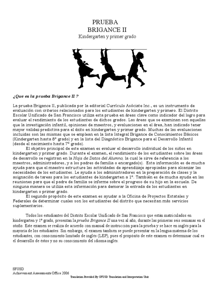 Brigance Information Sheet - SPN | PDF | Jardín de infancia | Aprendizaje