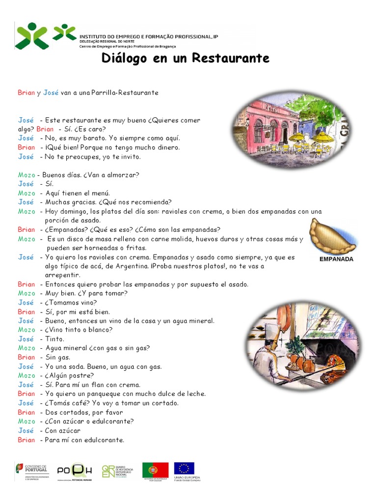 Diálogo en Un Restaurante - Vocabulario | PDF | Cocinando | Cocina