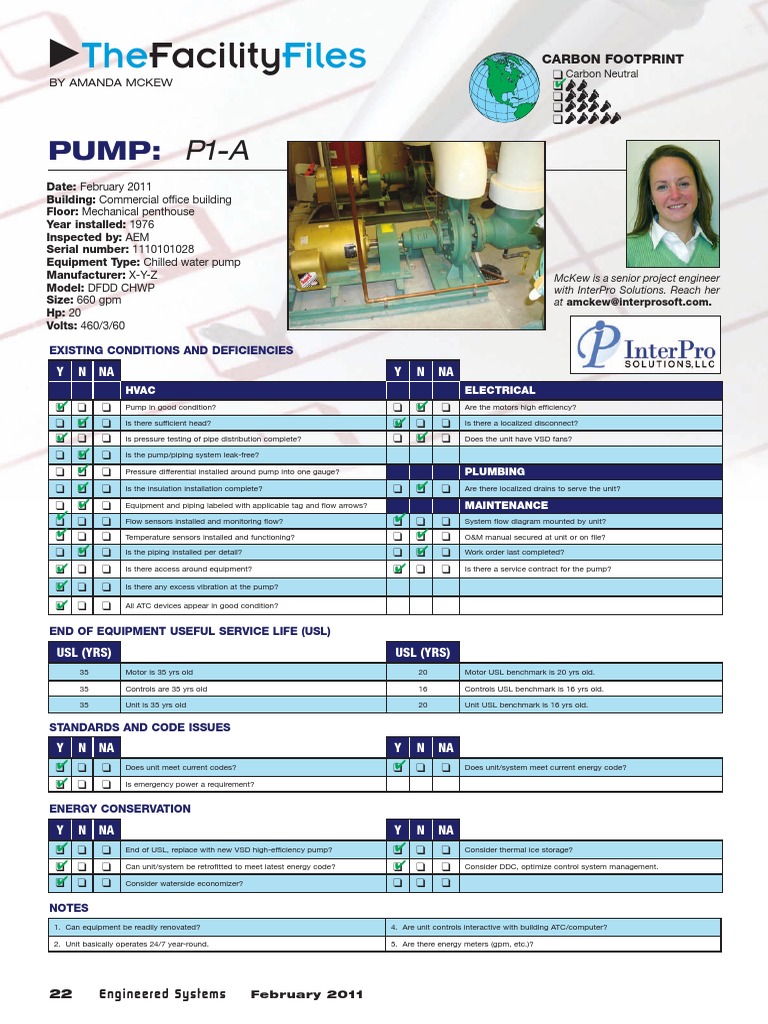 Chilled Water Pump Inspection Report | PDF | Pump | Engines