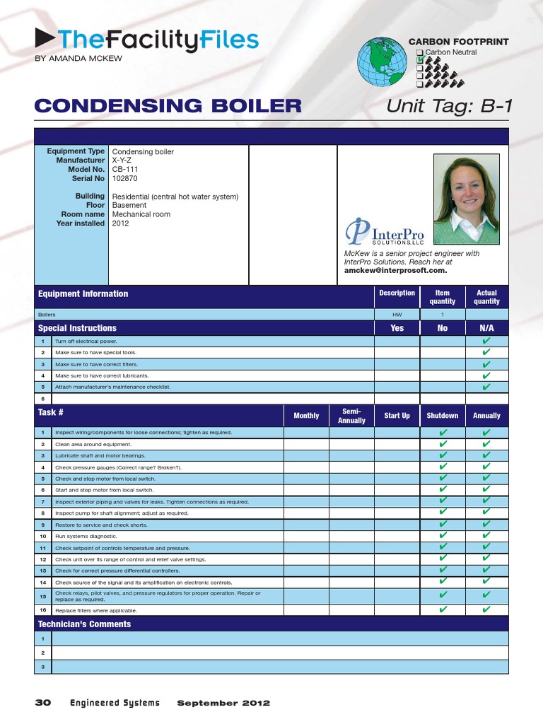 Maintenance Checklist for a Condensing Boiler in a Residential Central ...