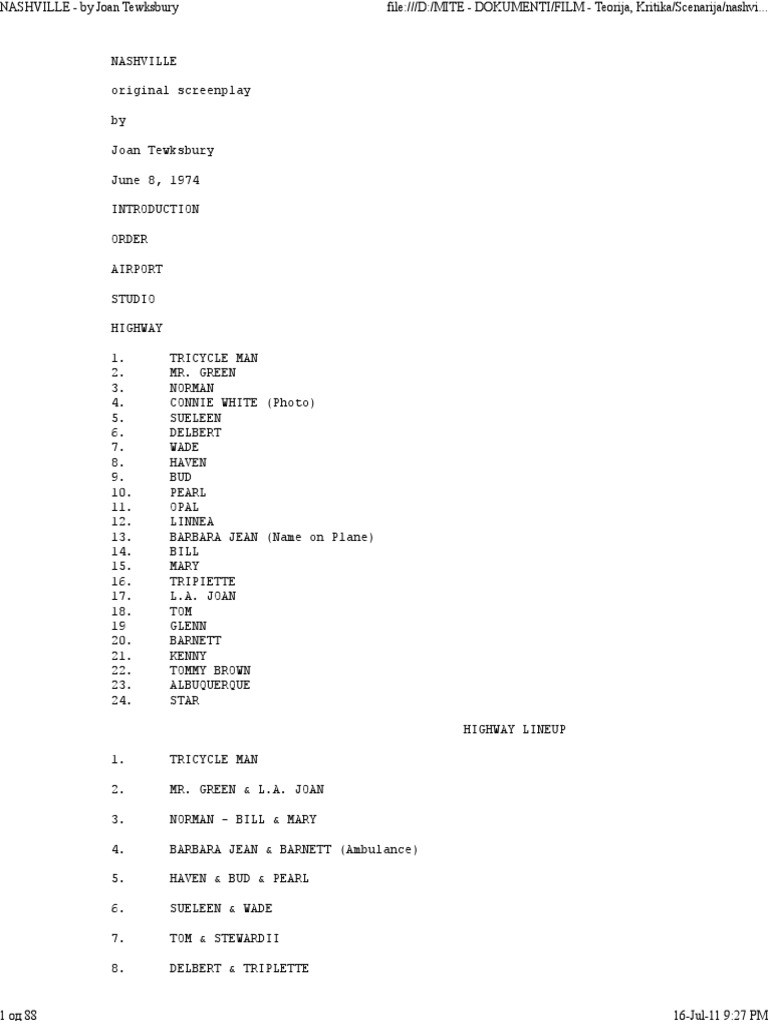 Nashville Script | PDF | Leisure | Transport