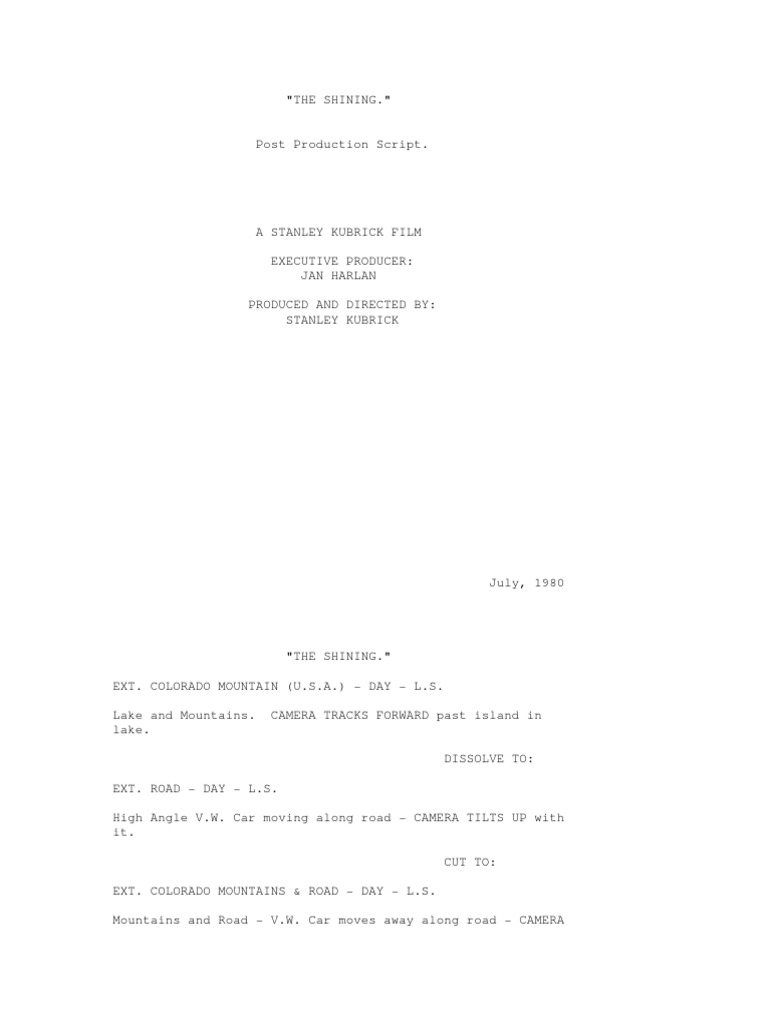 The Shining - A Stanley Kubrick Film | PDF | Leisure