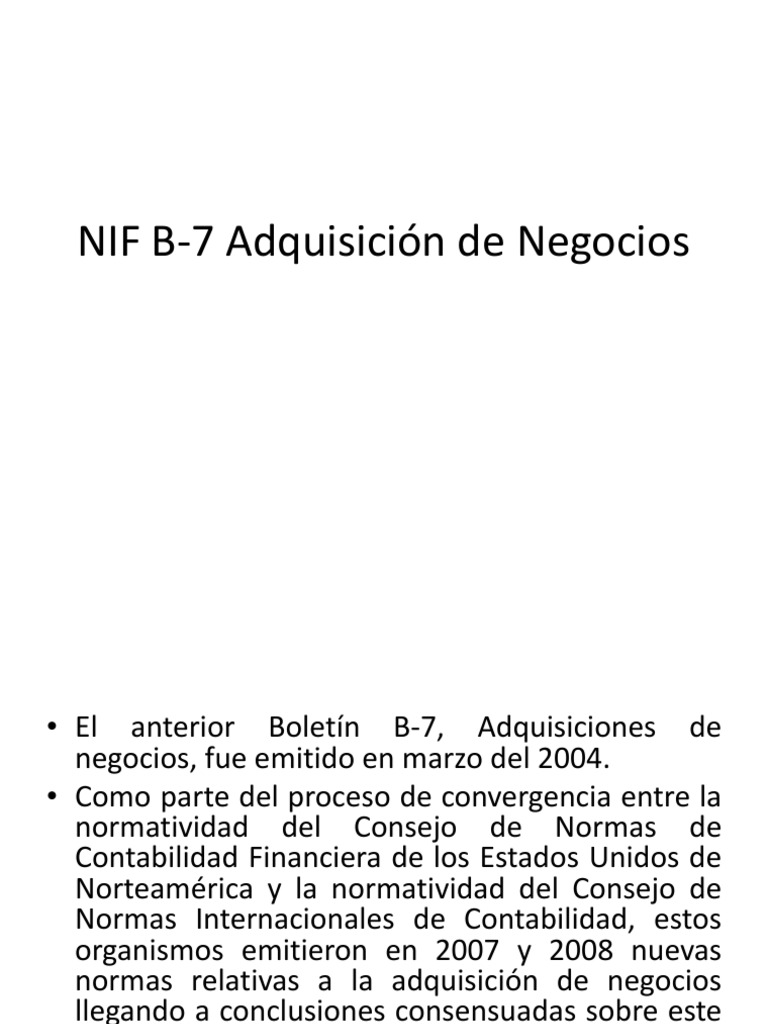 NIF B-7 Adquisición de Negocios | Descargar gratis PDF | Compartir ...