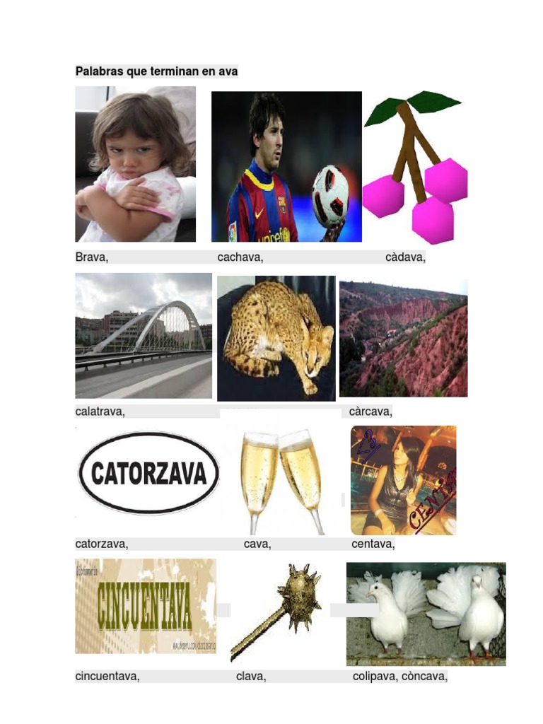 Palabras que terminan en ava, ave y avo | PDF