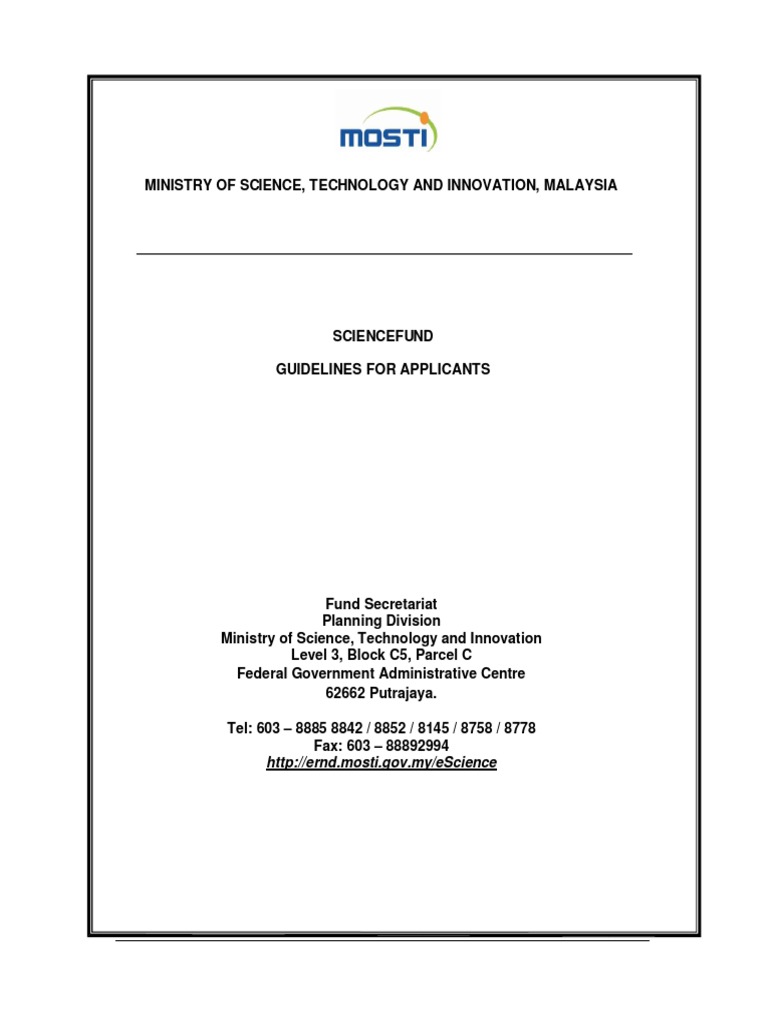 Guidelines - Sciencefund | PDF | Nanotechnology | Evaluation