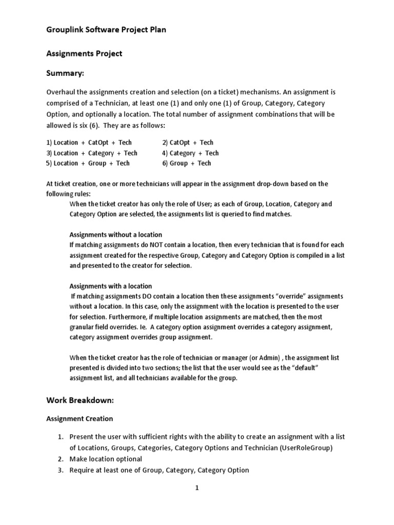 Grouplink Software Project Plan Assignments Project Summary | PDF ...