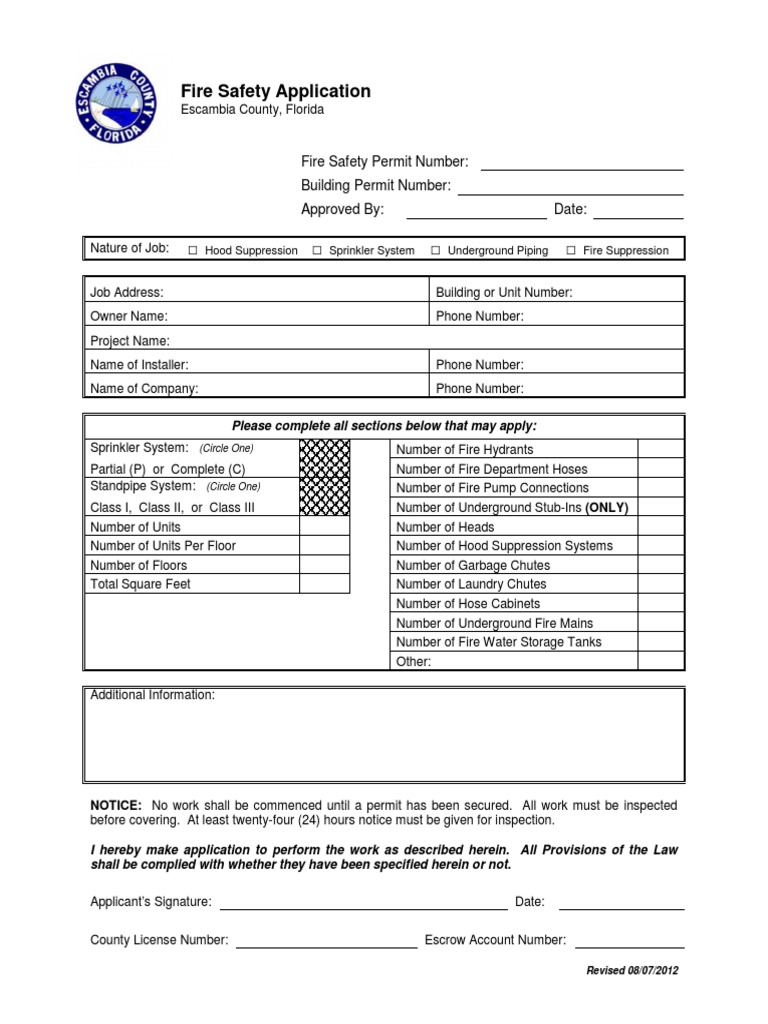 Fire Safety Application: Fire Safety Permit Number: Building Permit ...