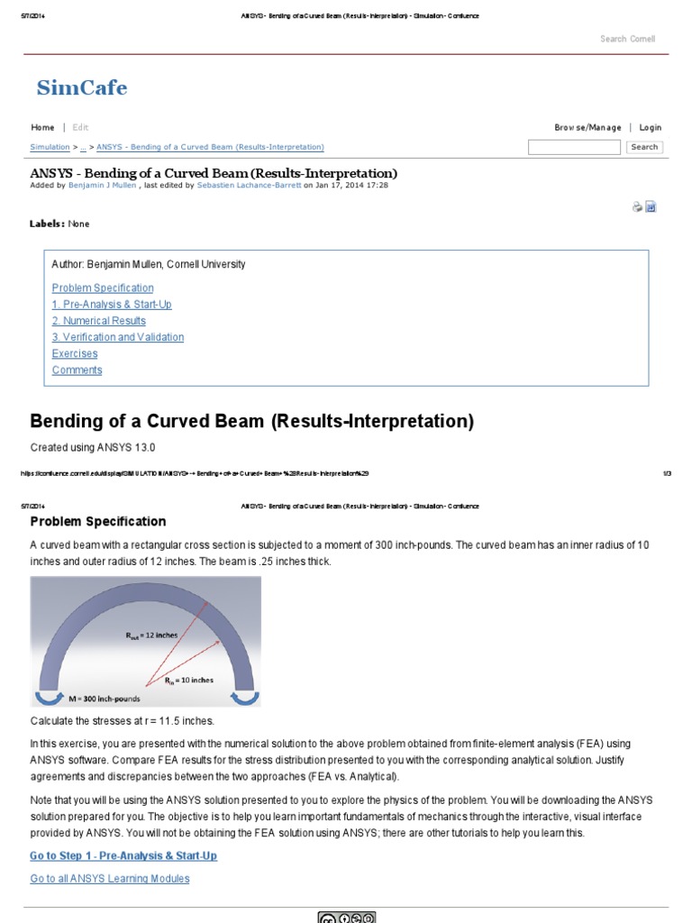 ANSYS - Bending of A Curved Beam (Results-Interpretation) - Simulation ...