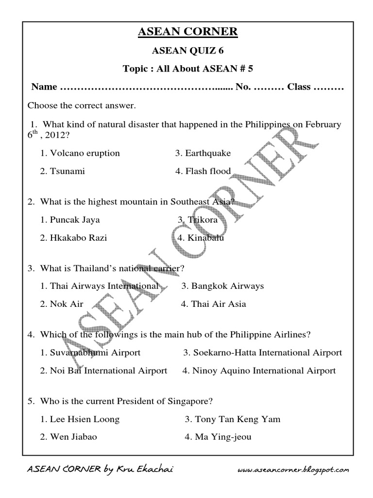 Asean Quiz 6
