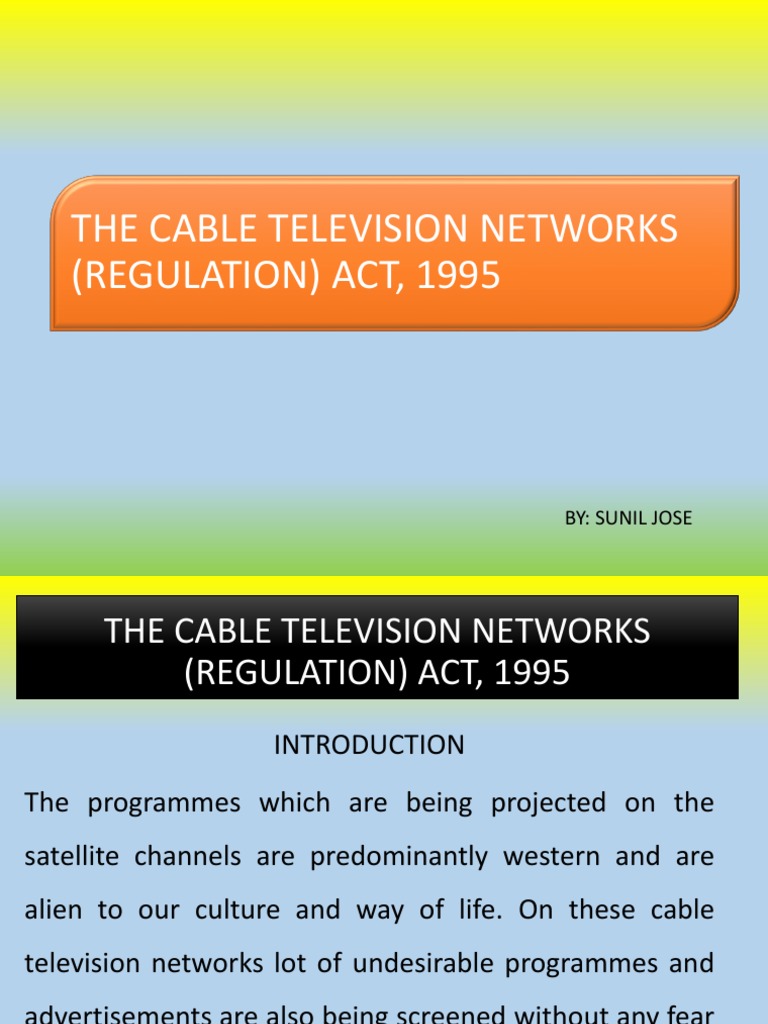Regulation of Cable TV Networks Act | PDF | Television Network | Cable ...