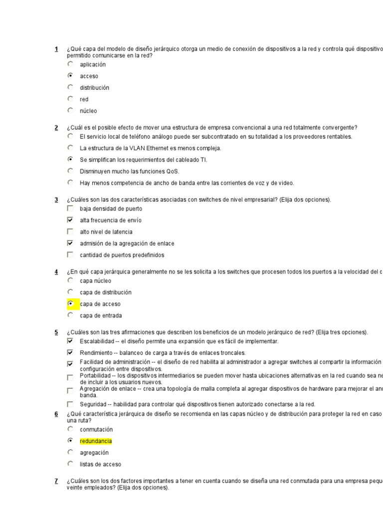 Examen 1 Ccna3 | PDF | Conmutador de red | Red de computadoras