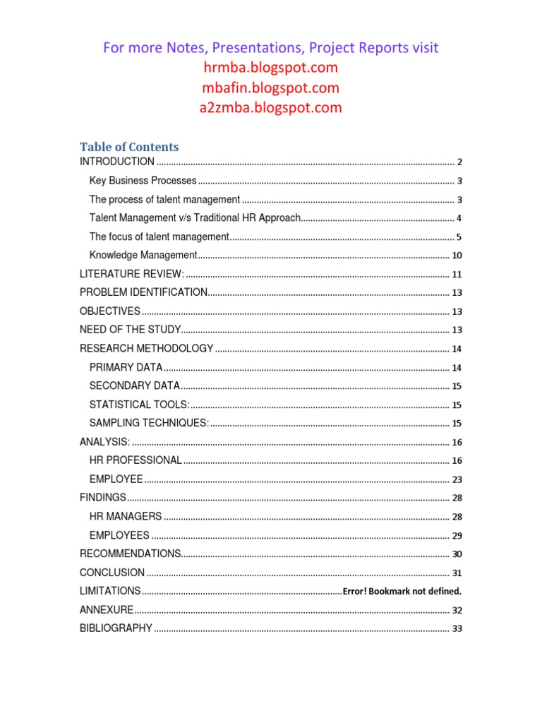 Talent Management Project Report | PDF | Competence (Human Resources ...