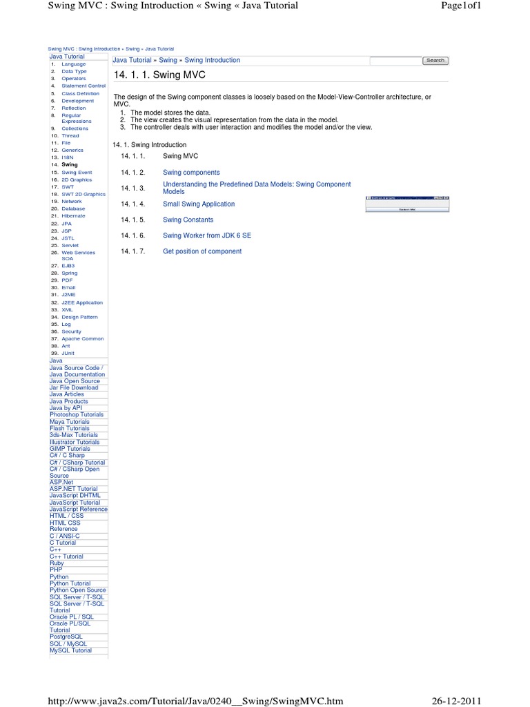 Swing MVC | PDF | Model–View–Controller | Java (Programming Language)