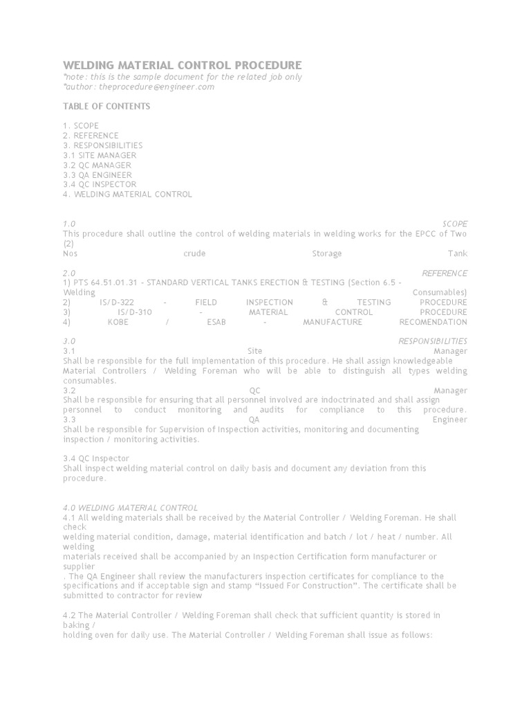 Welding Material Control Procedures | PDF | Welding | Construction