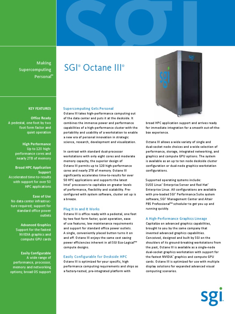 SGI Octane III: Making Supercomputing Personal | PDF | Supercomputer ...