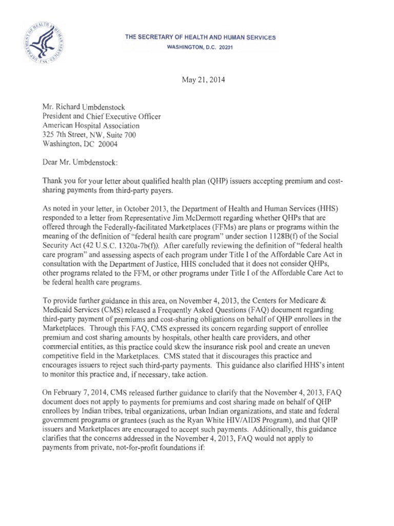 Guidance on QHP Third-Party Payments | PDF | Centers For Medicare And ...