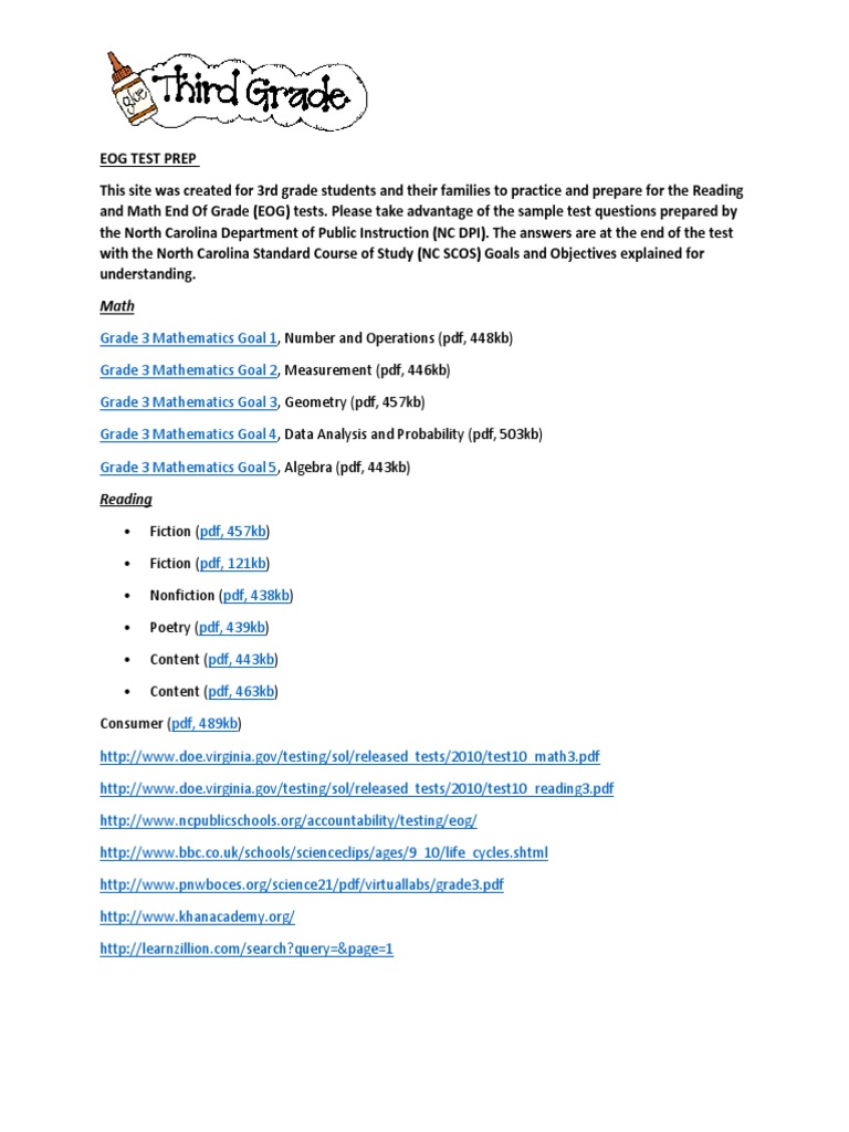 3rd Grade EOG Test Prep Resources | PDF