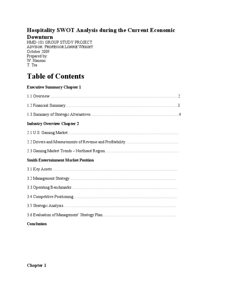 Hospitality SWOT Analysis During The Current Economic Downturn | PDF ...