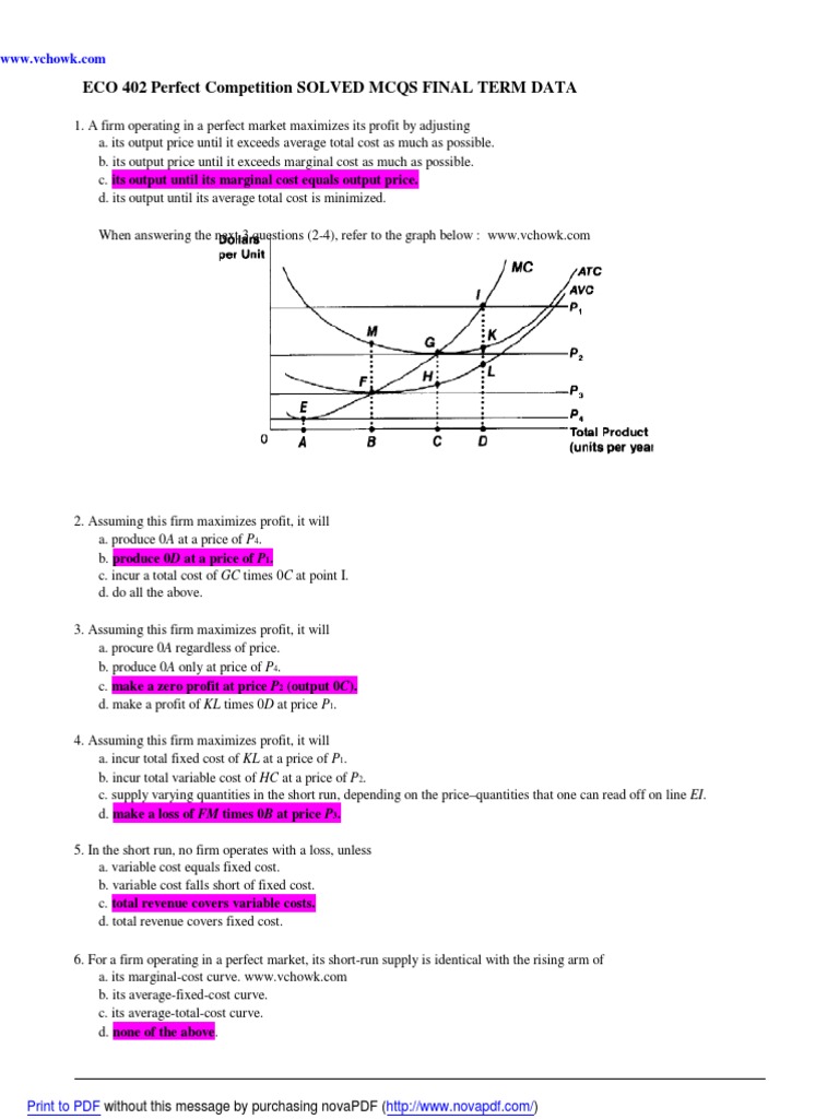 Eco 402 Solved Mcqs Final Term Data 100% Sure Solved by DR Abdul Saboor | PDF | Long Run And ...