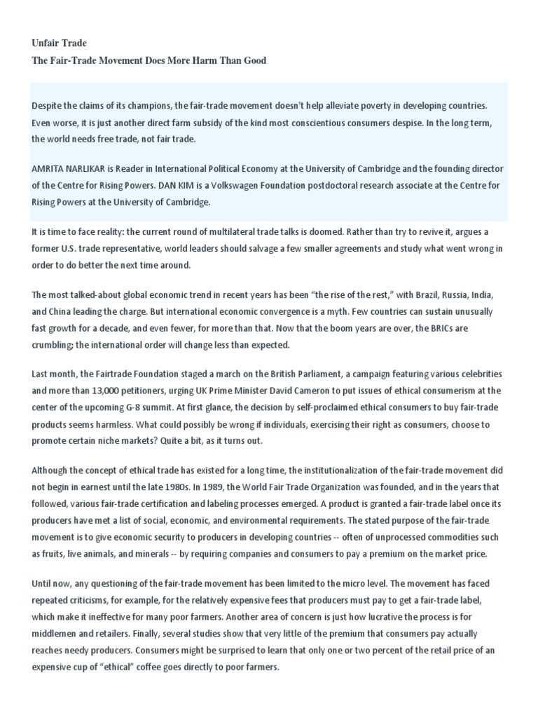 Unfair Trade | PDF | Fair Trade | Cyprus