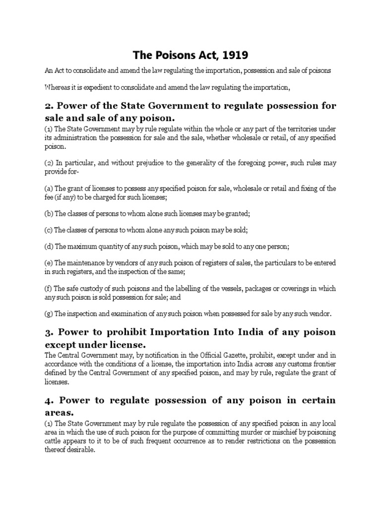 Poison Act 1919 by Naeem | Search Warrant | Common Law