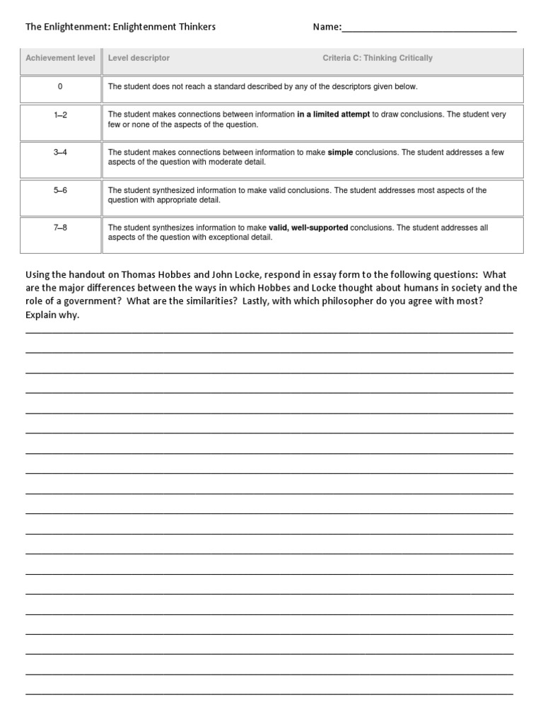 C C Enlightenment Thinkers | PDF