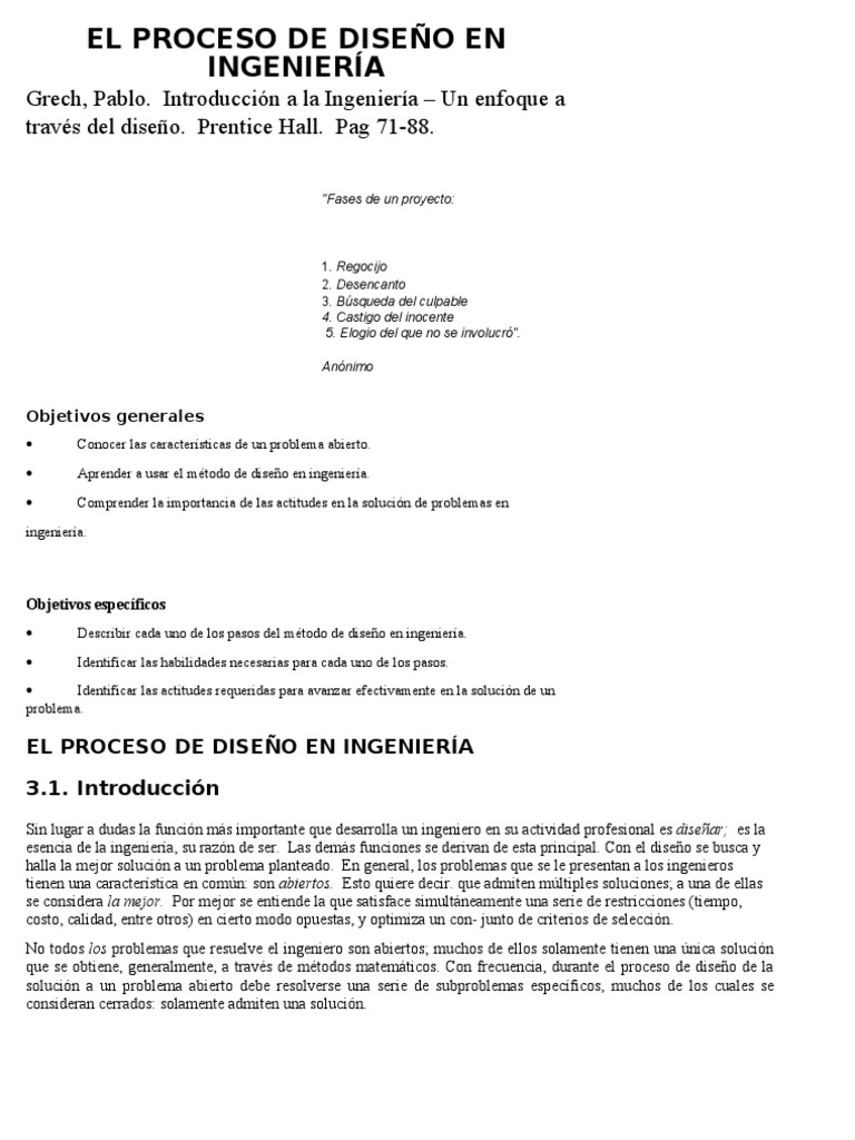 Hoja De Trabajo Del Proceso De Diseño De Ingeniería