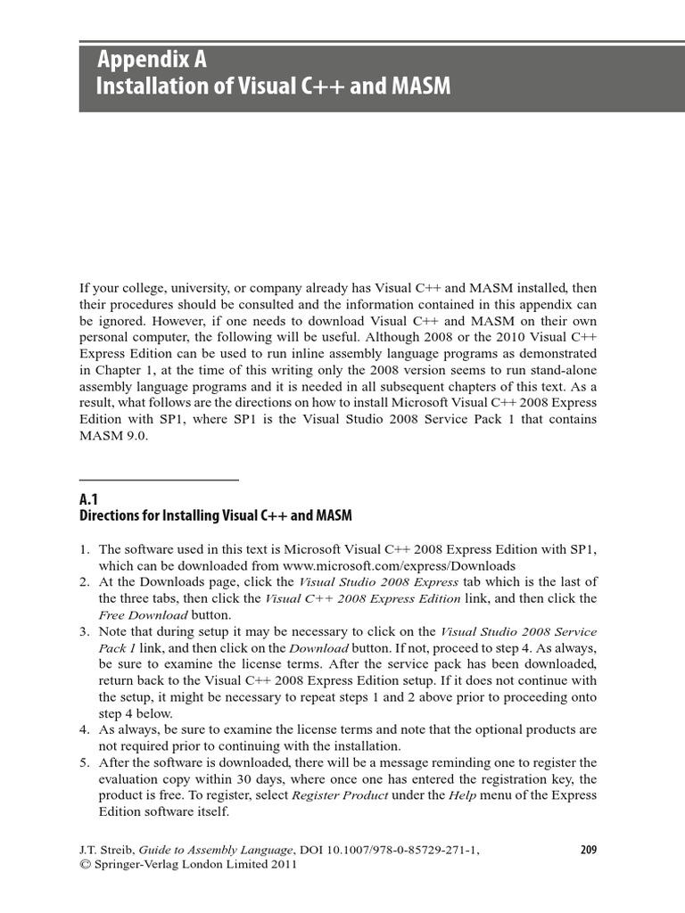 Installation Visual C++ and MASM | PDF | C++ | Computer Program