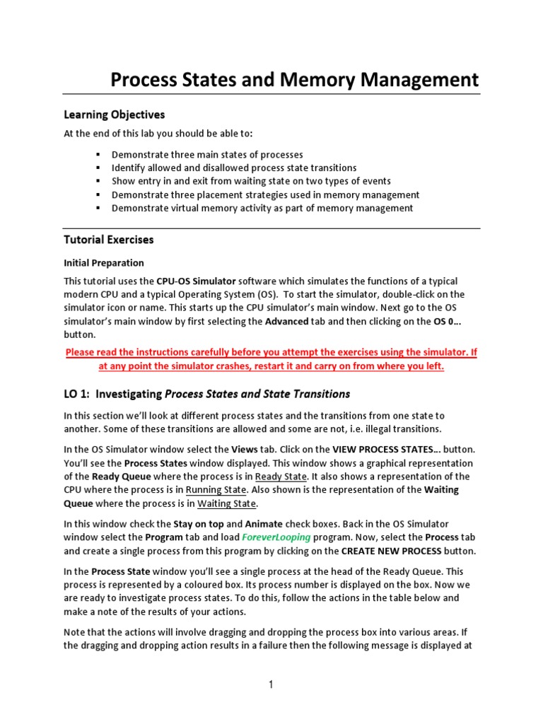 Process States, Memory Management Techniques, and Virtual Memory ...