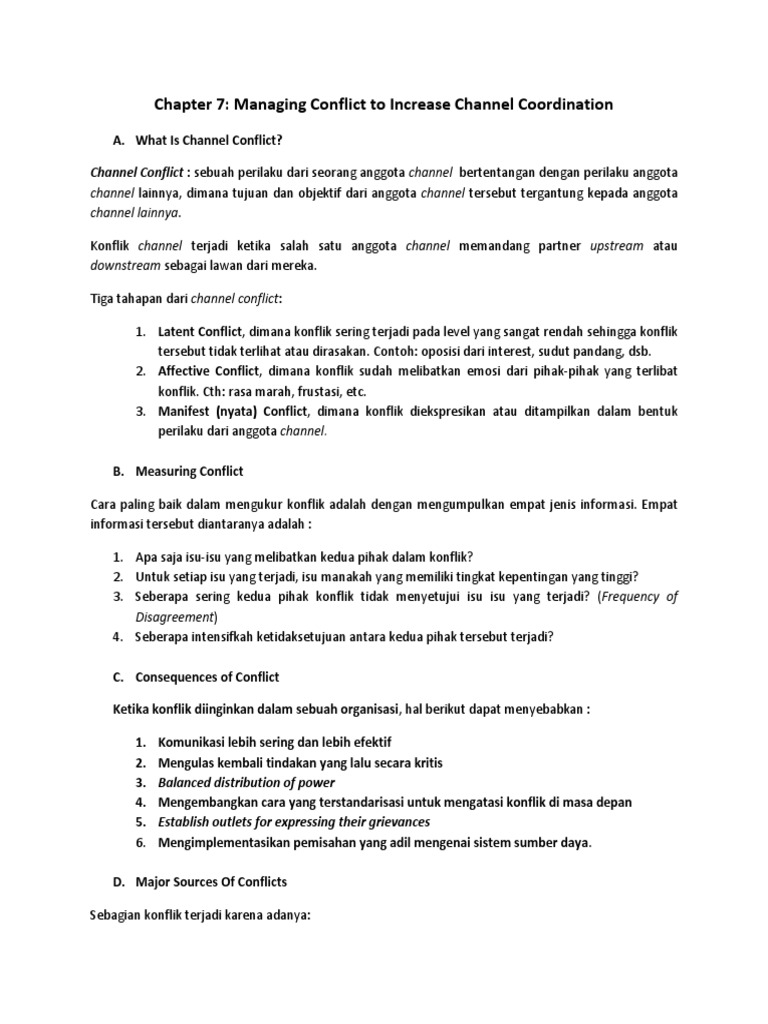 Managing Conflict To Increase Channel Coordination | PDF